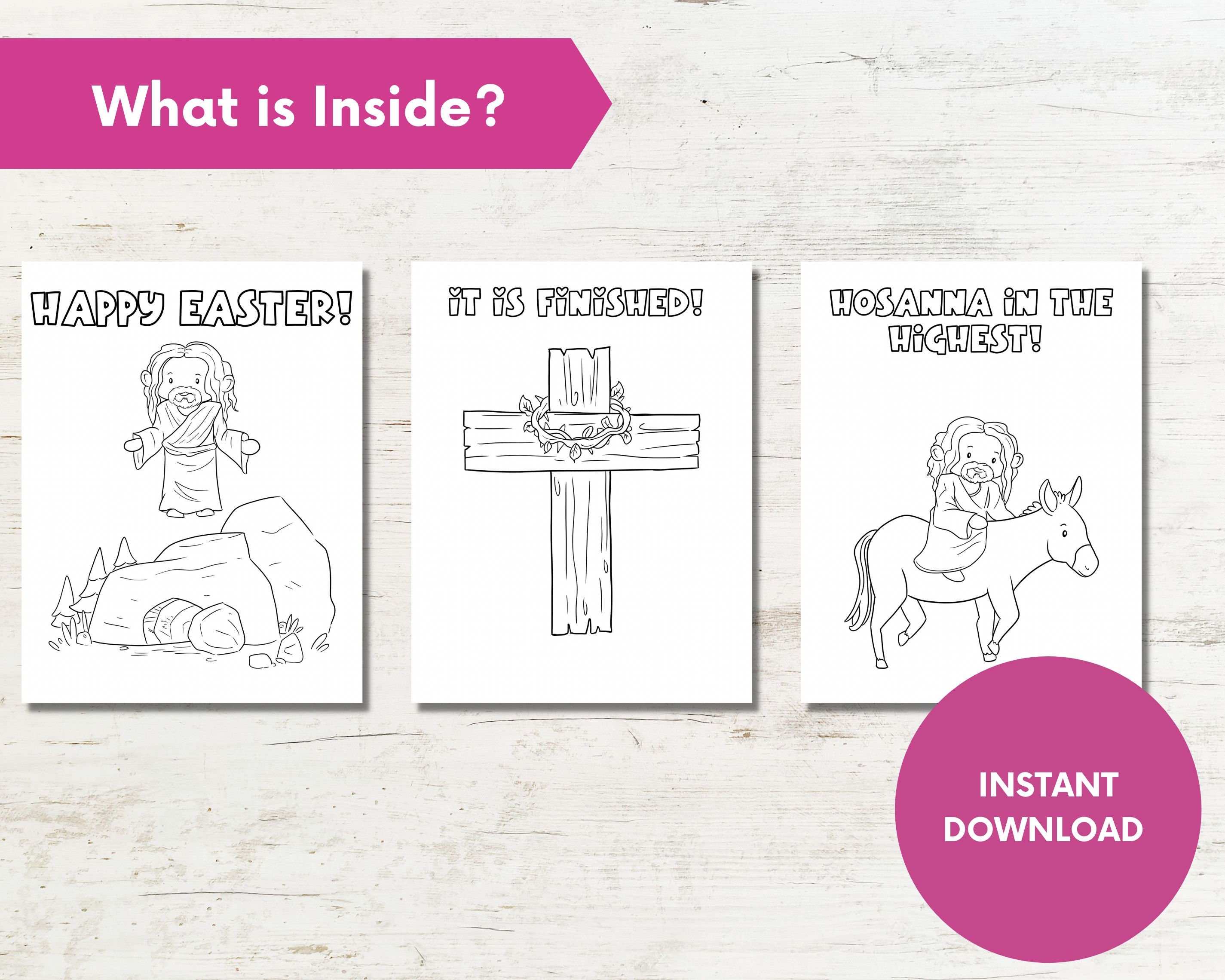 Set of 6 Easter Coloring Pages for Kids, Sunday School Children ...