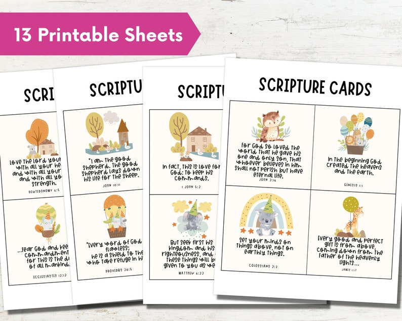 52 Bible Verse Scripture Flashcards Memory Verse,kids Christian ...