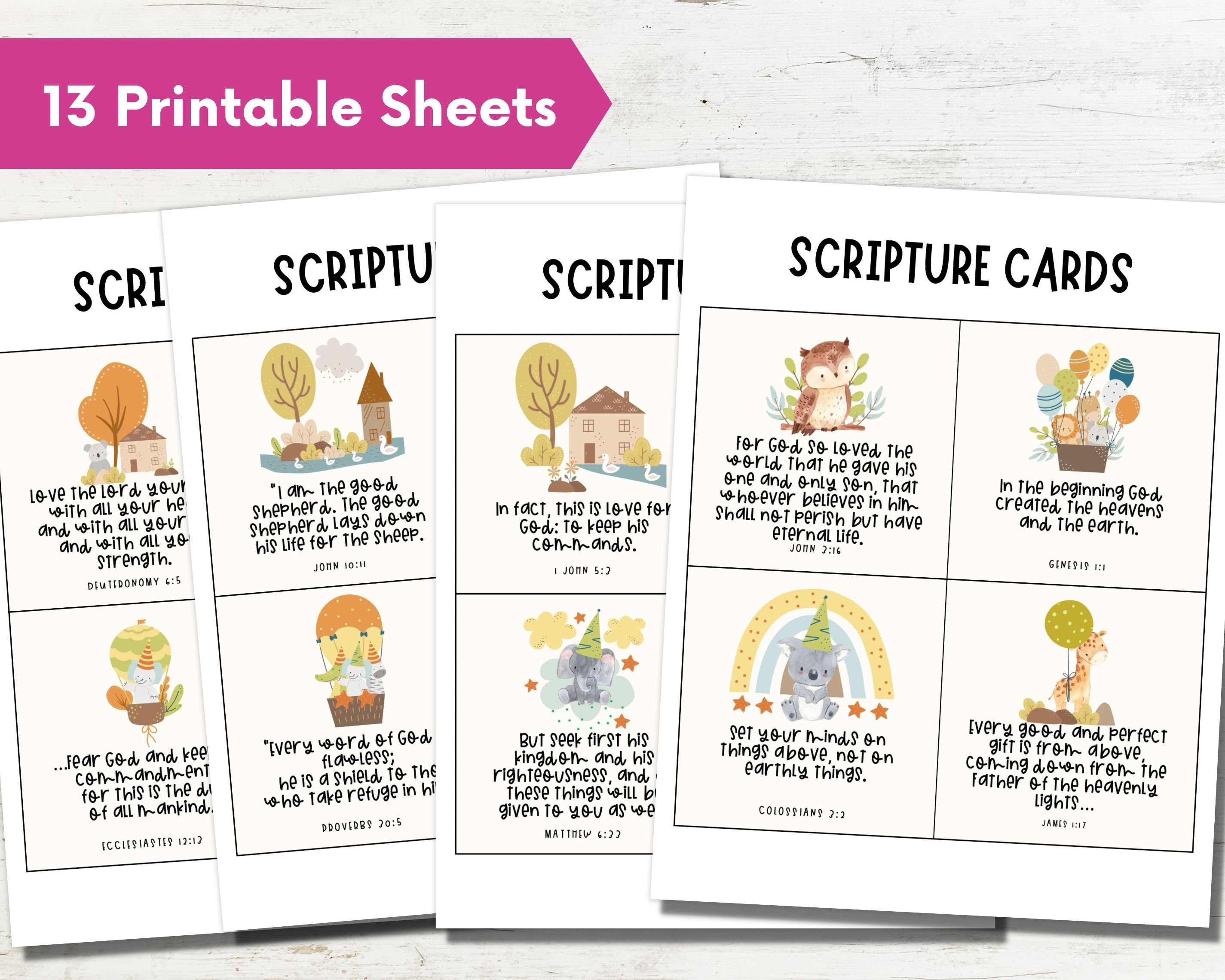 52 Bible Verse Scripture Flashcards Memory Verse,kids Christian ...