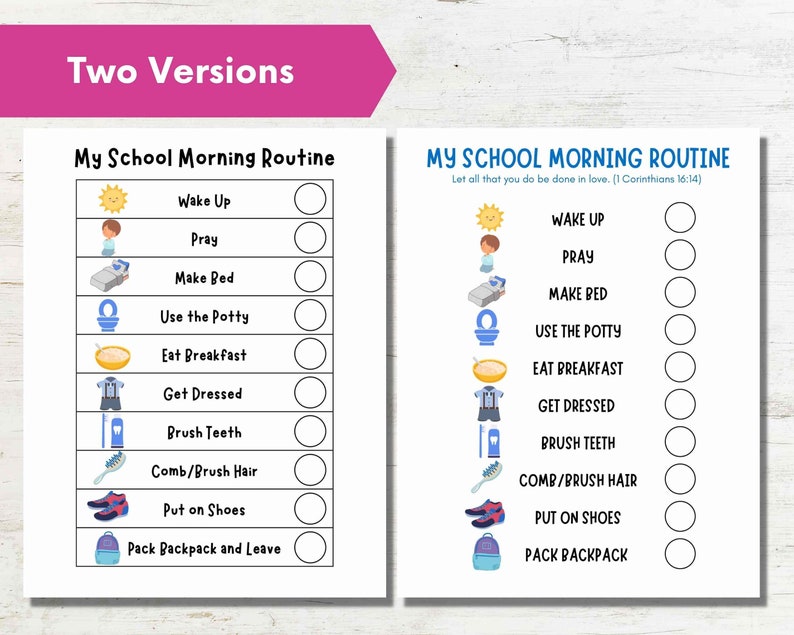 Back to School Daily Morning Routine Chart for Kids,ready for School ...