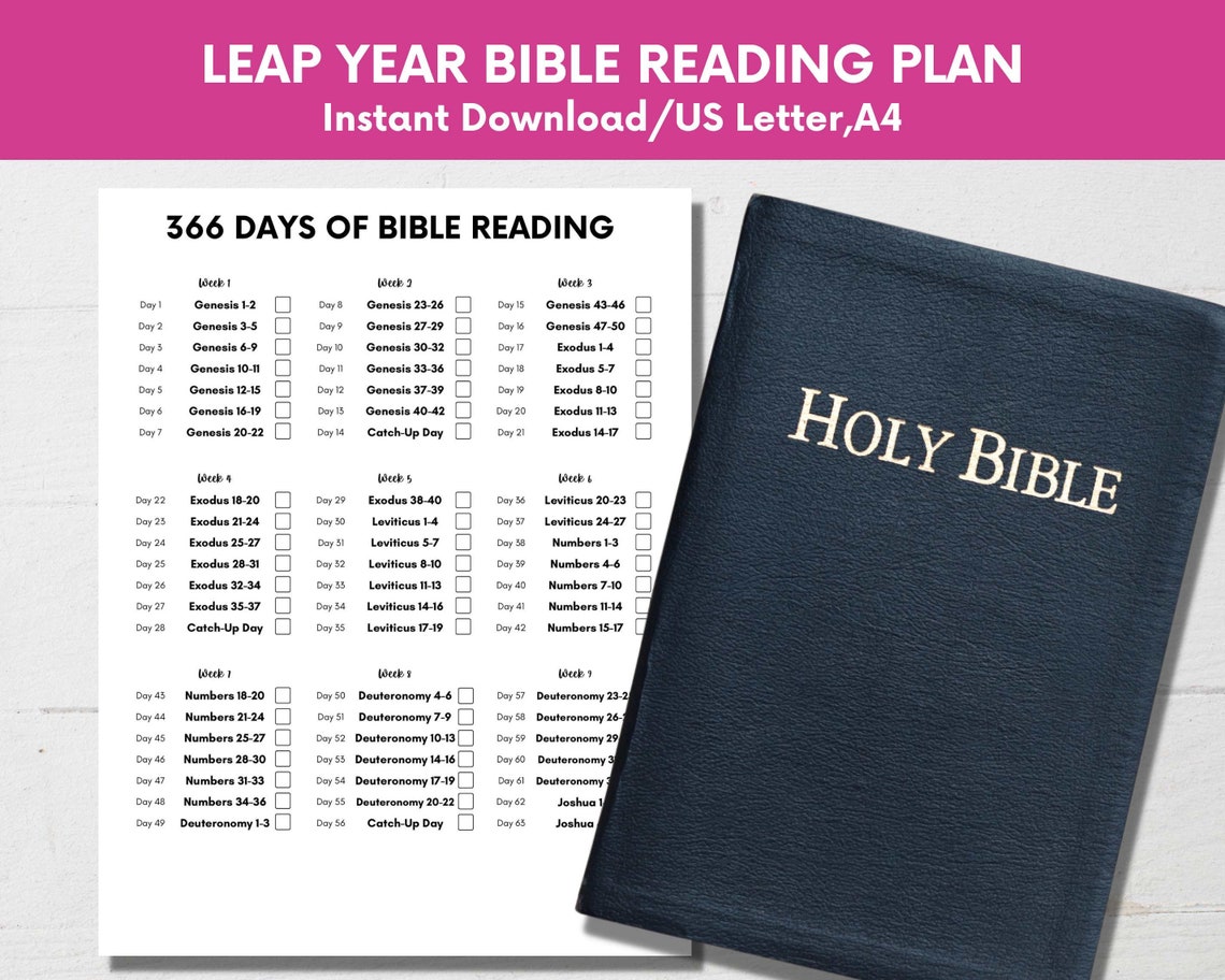 Leap Year 366 Days Old New Testament Printable Bible Reading Plan ...
