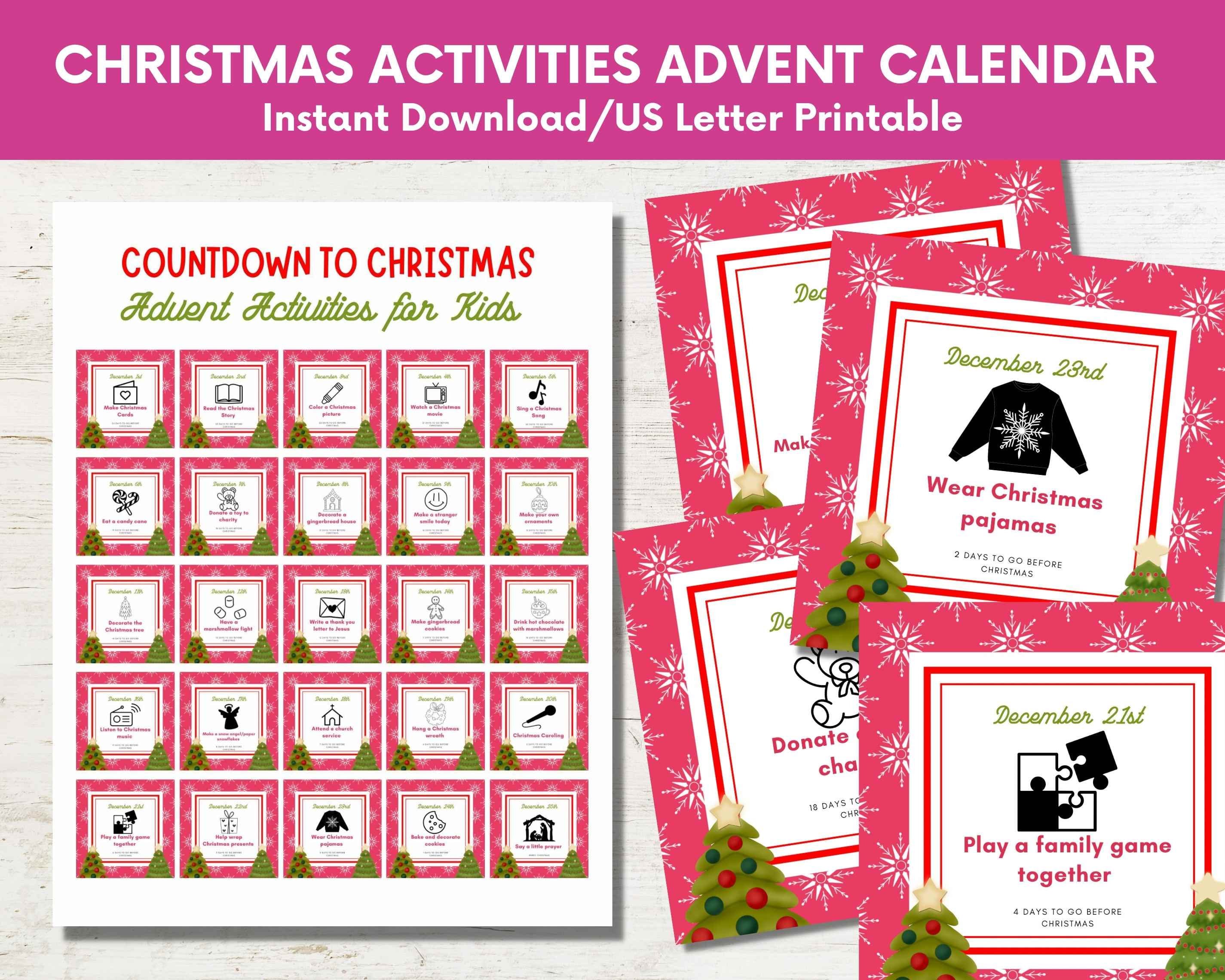 Printable Family Christian Christmas Activities Advent Calendar,kids ...