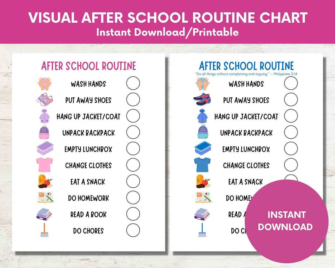 After School Routine Checklist for Kids,kids Chore Checklist Daily ...