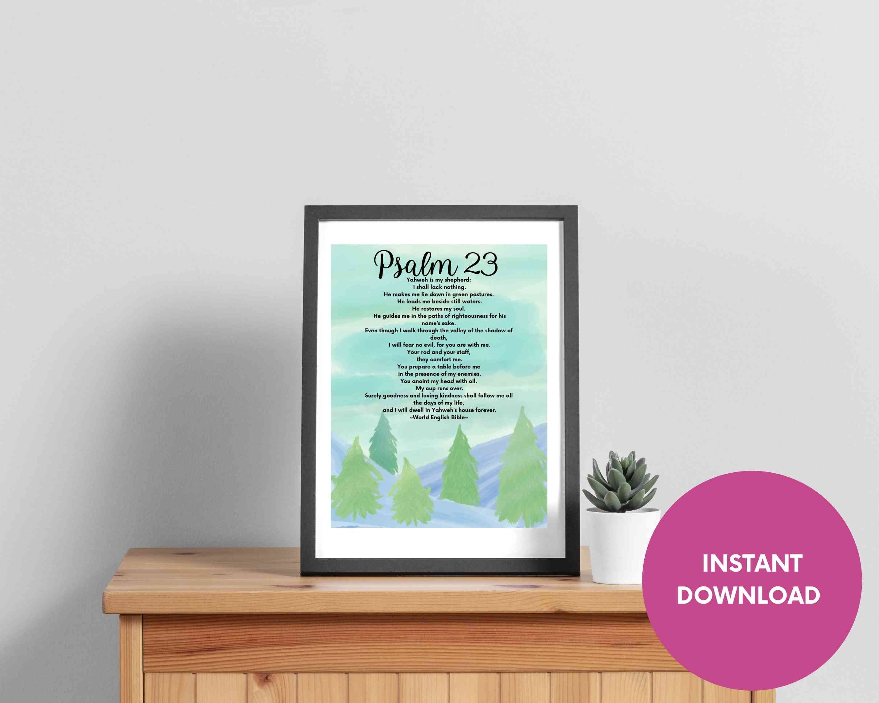 The Lord is My Shepherd Psalm 23 Bible Verse Print,world English Bible ...
