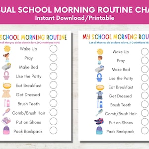 Back to School Daily Morning Routine Chart for Kids,ready for School ...