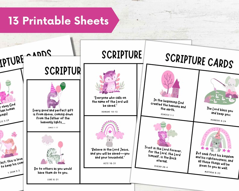 52 Bible Verse Scripture Flashcards Memory Verse,kids Christian ...