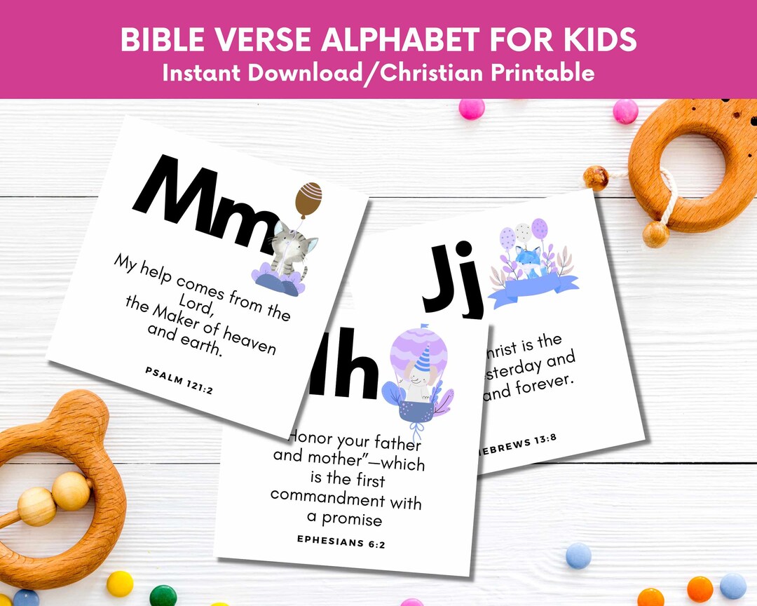 4x4 Kids Scripture Cards With Picture,bible Lunchbox Notes,abc Bible ...
