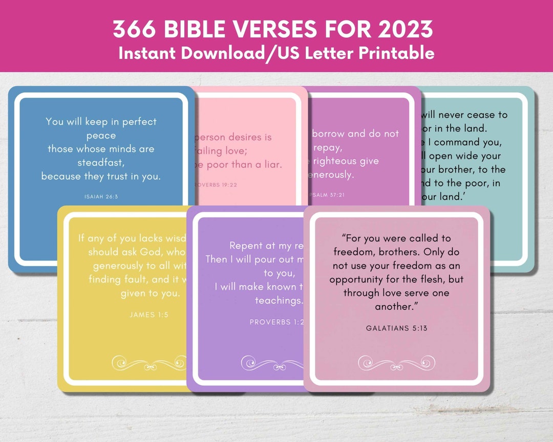 Printable 366 Days of Scripture Flashcards,daily Bible Verse ...