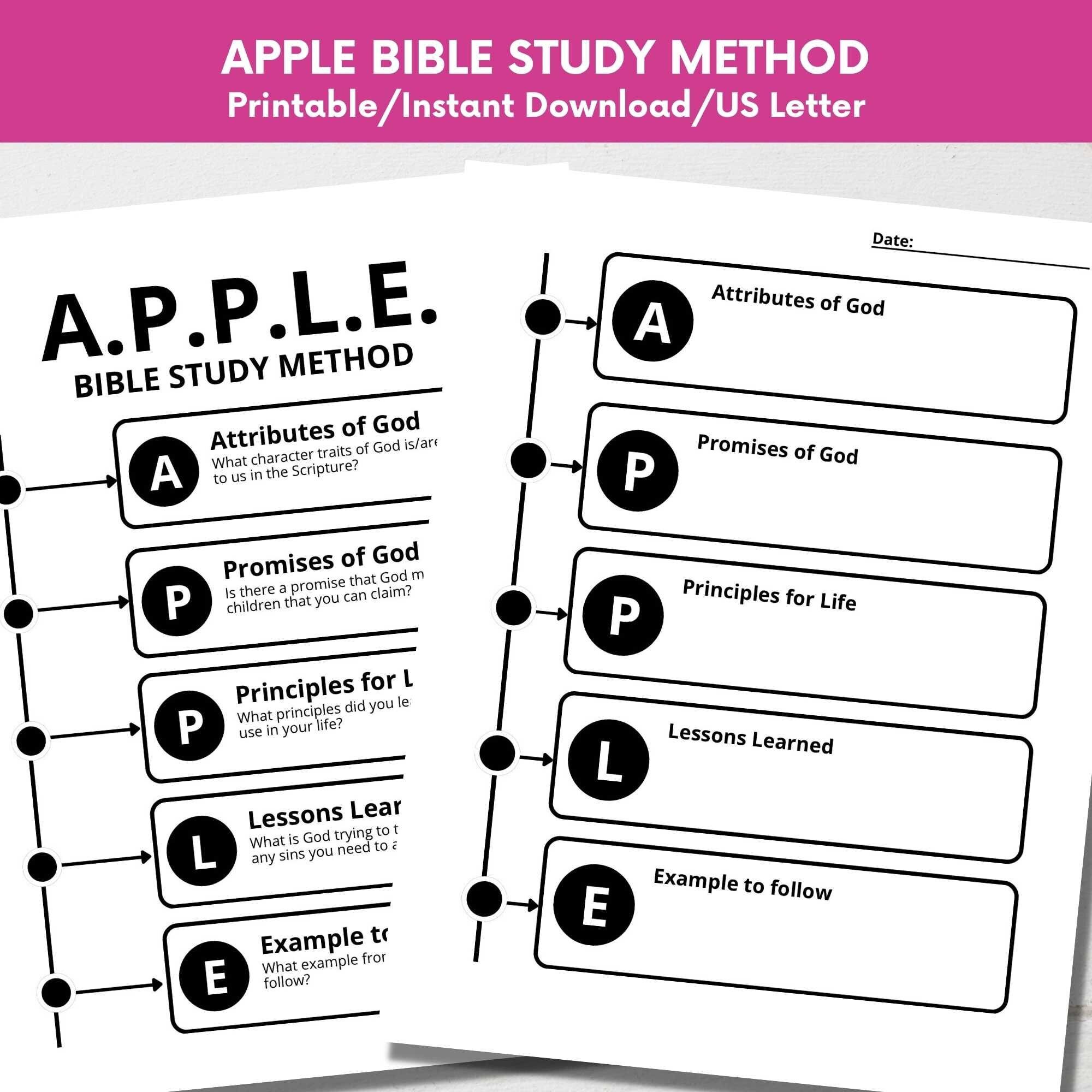 Printable APPLE Bible Study Tool for Beginners,christian Devotional ...