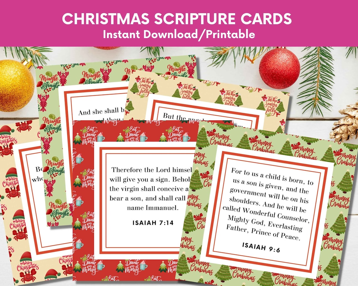 Printable Christmas Scripture Cards for Gift Enclosure,bible Verse ...