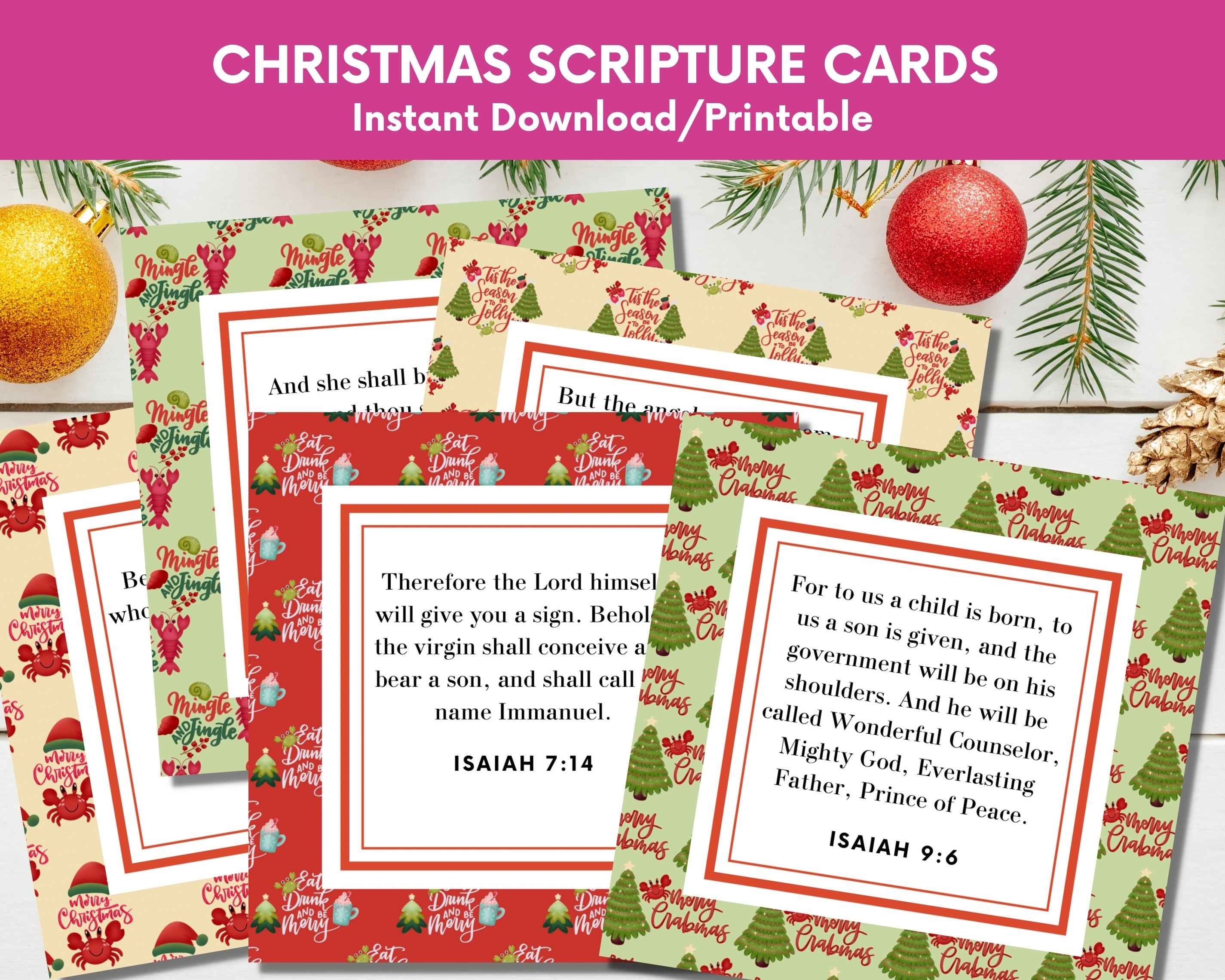 Printable Christmas Scripture Cards for Gift Enclosure,bible Verse ...