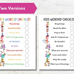 Sunday School Kids Worship Checklist Printable,church Activities for ...