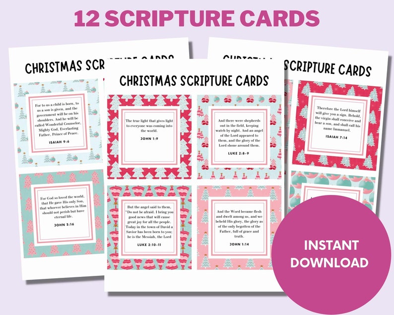 Printable Christmas Scripture Cards: Nativity Bible Verses (PDF) - Etsy