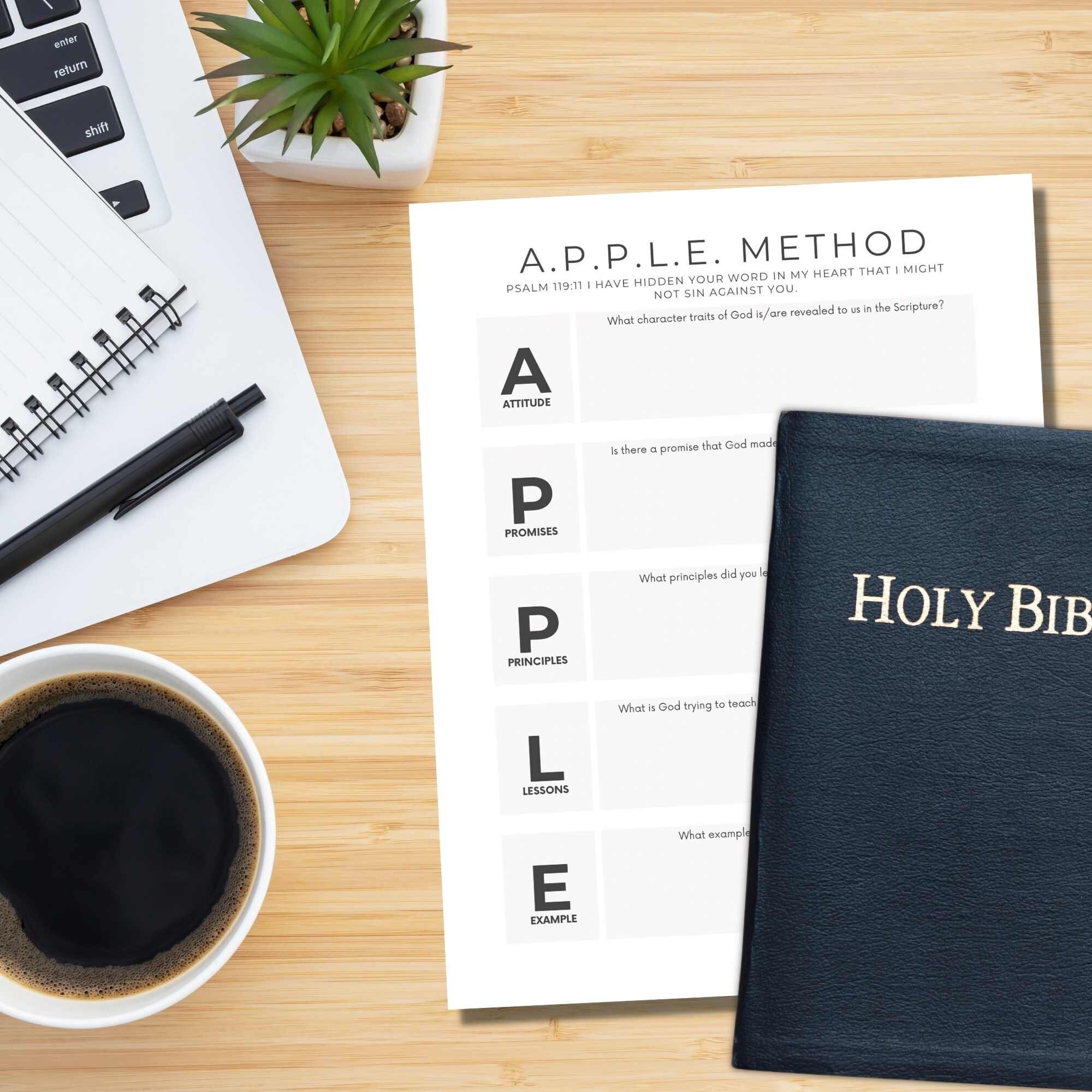 Printable APPLE Bible Study Tool for Beginners,christian Devotional ...