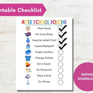 After School Routine Checklist: Visual Kids Chore Chart (digital ...