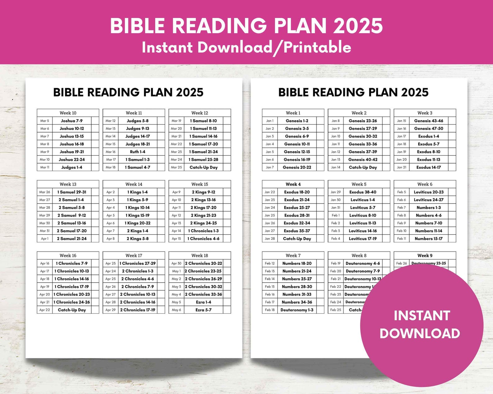 2025 Printable Bible Reading Plan, Read the Bible in 1 Year, Christian ...