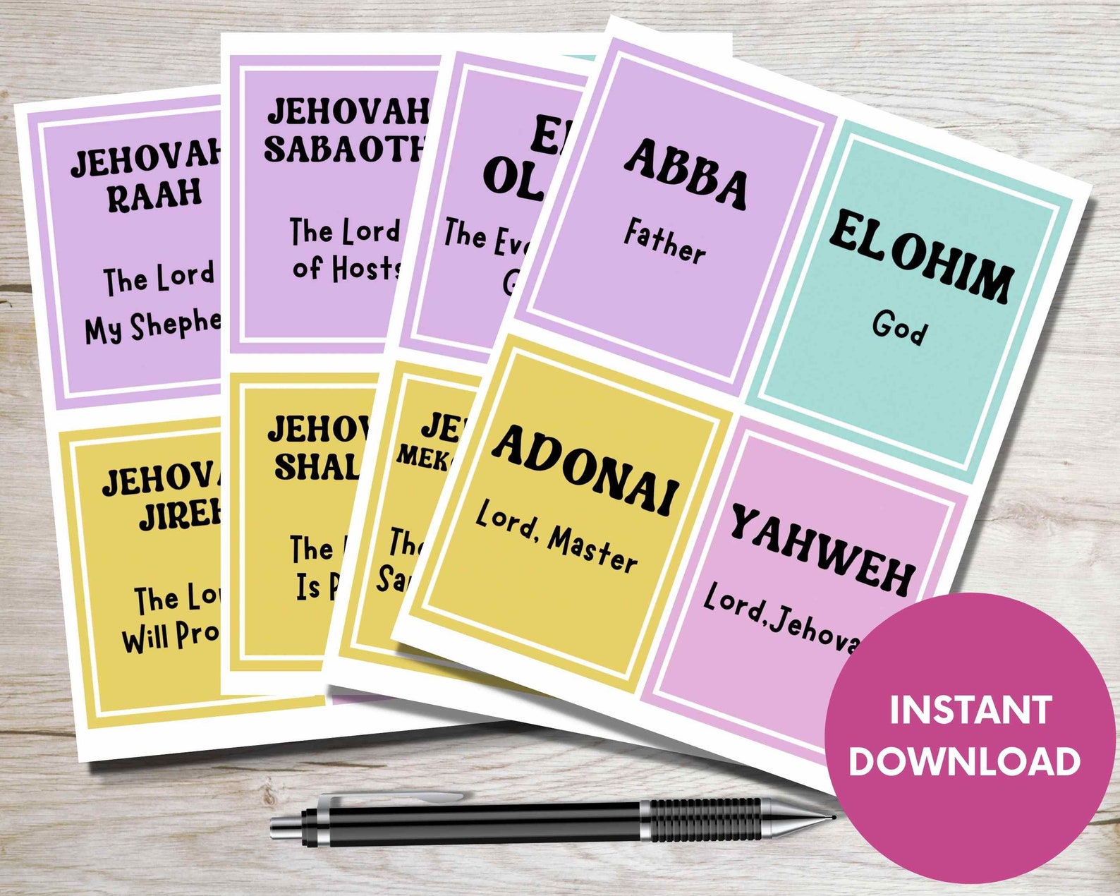 Names of God Scripture Cards, Lunchbox Notes for Kids,faith Printables ...