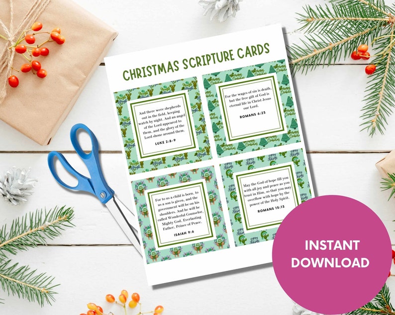 Printable Christmas Bible Verse Cards for Nativity Gifts,enclosure ...