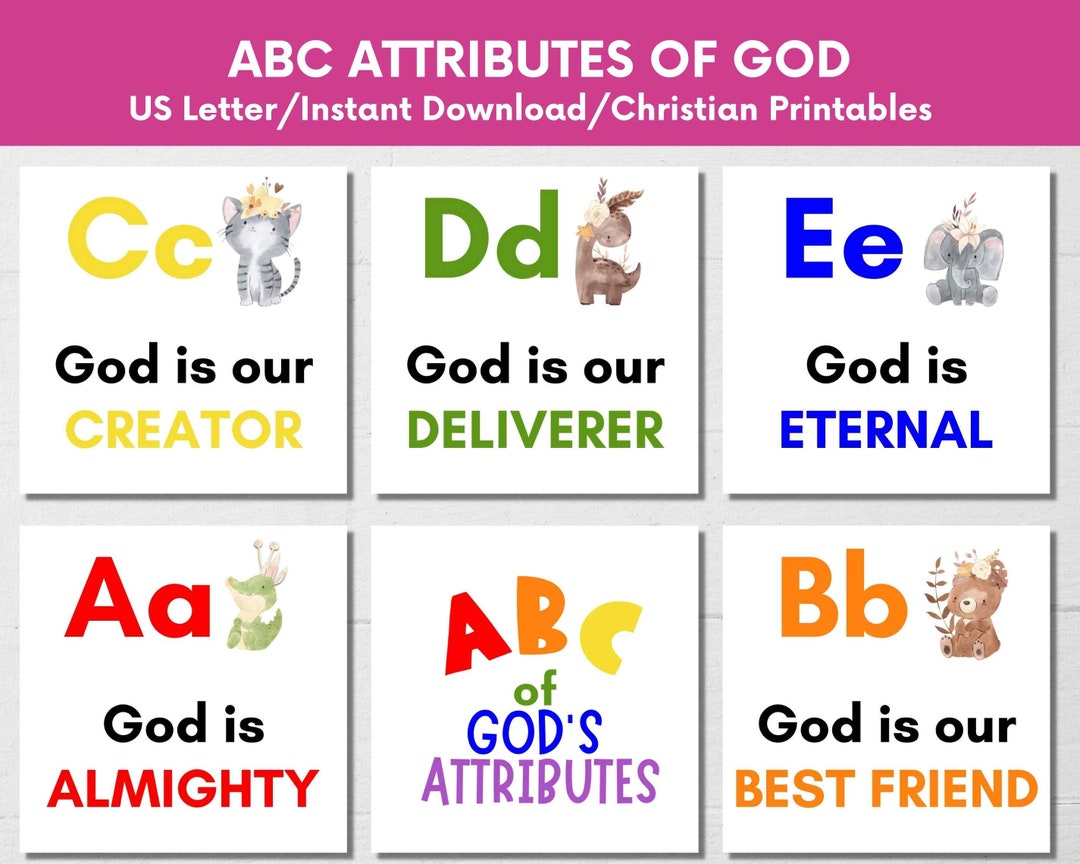 ABC Scripture Cards: Attributes of God, Homeschool Christian Flashcards ...