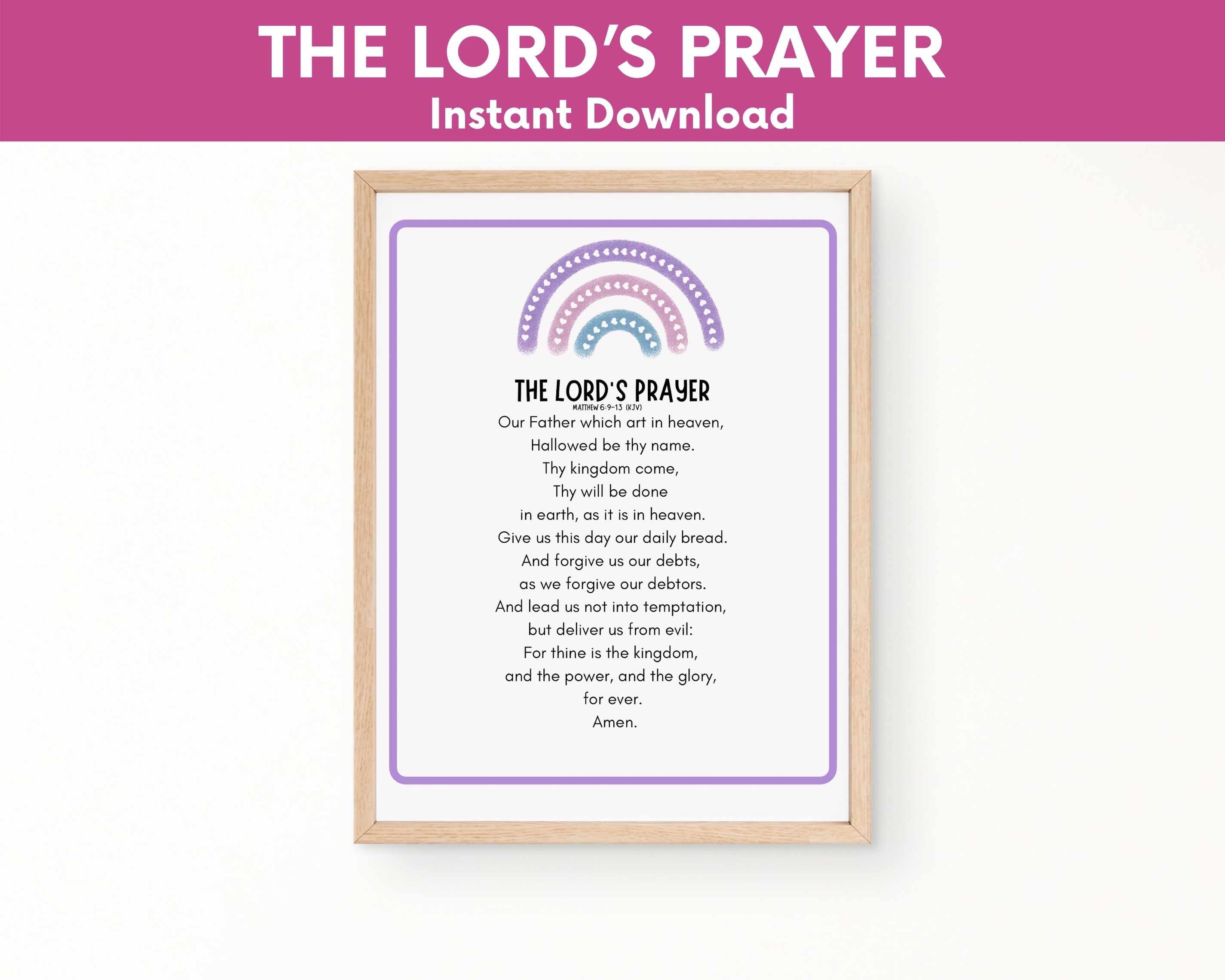 The Lord’s Prayer Printable for School,daily Morning Prayer for Kids ...