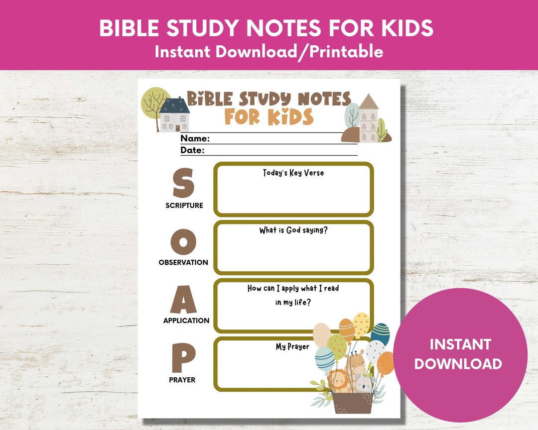 Sunday School Bible Study Notes for Kids Instant Download,printable ...