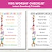 Sunday School Kids Worship Checklist Printable,church Activities for ...