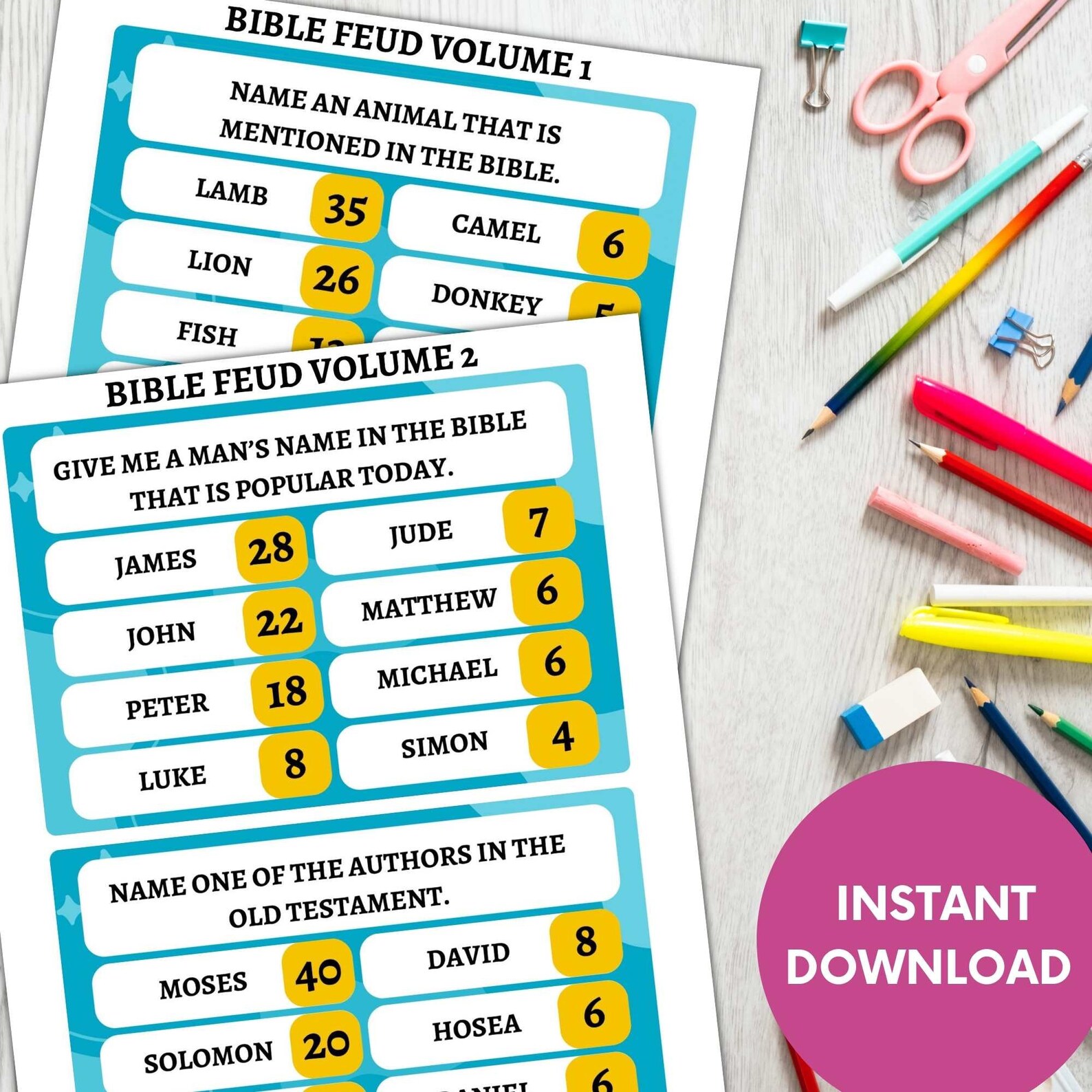 56 Printable Bible Feud Game Cards for Family Night,christian Church ...