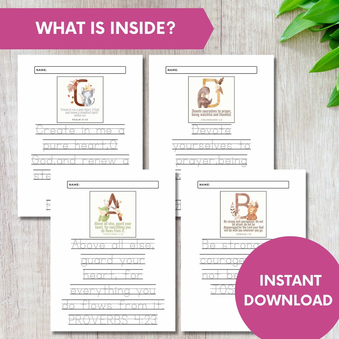 Printable Alphabet Bible Verse Tracing Worksheets for Kids,homeschool ...