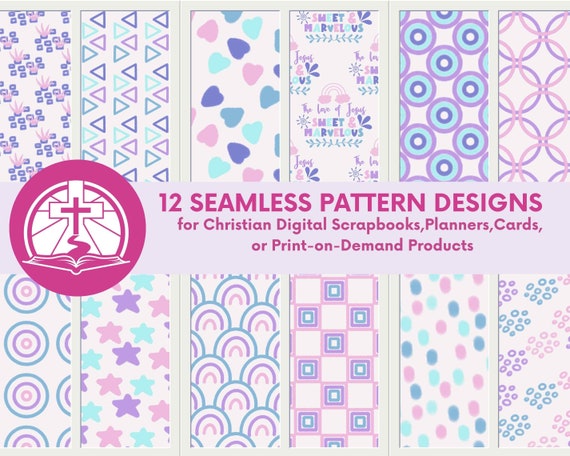 12 Cute Shapes Soft and Light Seamless Pattern for Print on - Etsy