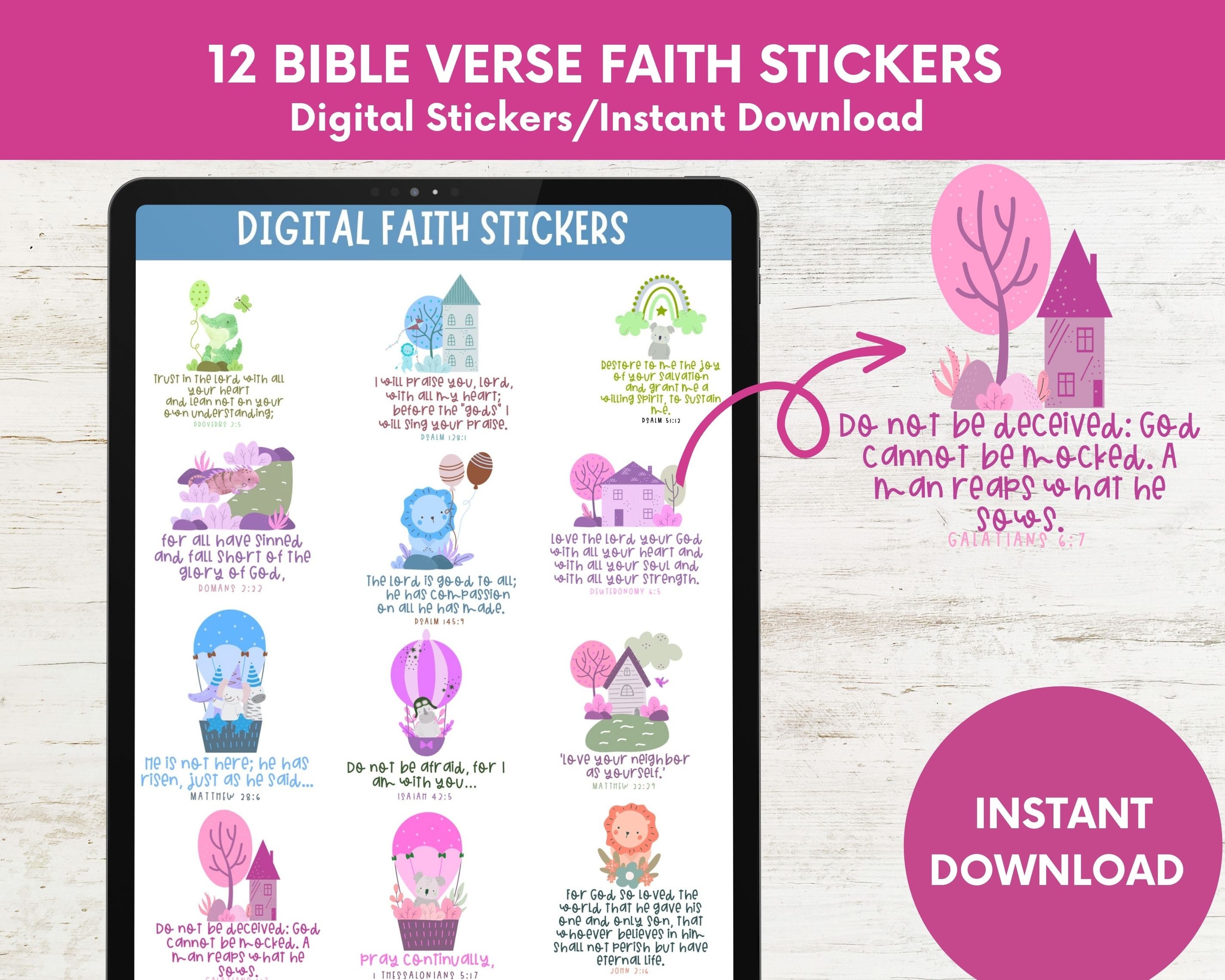 12 Cute and Colorful Bible Verse Digital Stickers for - Etsy