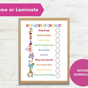Sunday School Kids Worship Checklist Printable,church Activities for ...