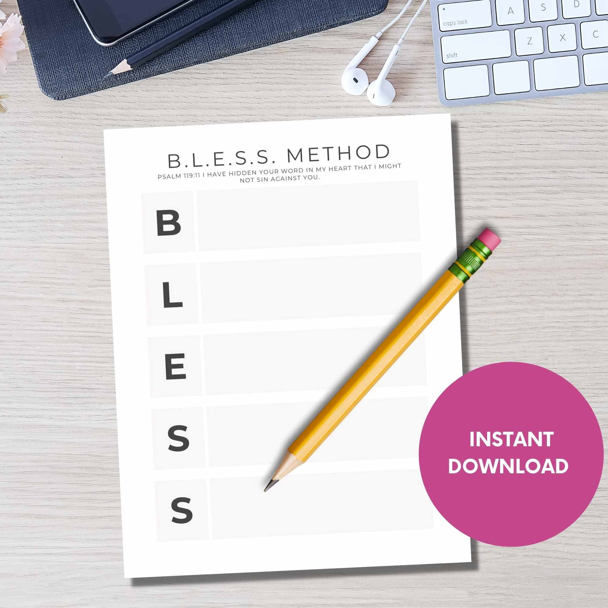 Printable BLESS Bible Study Tool for Beginners,christian Devotional ...