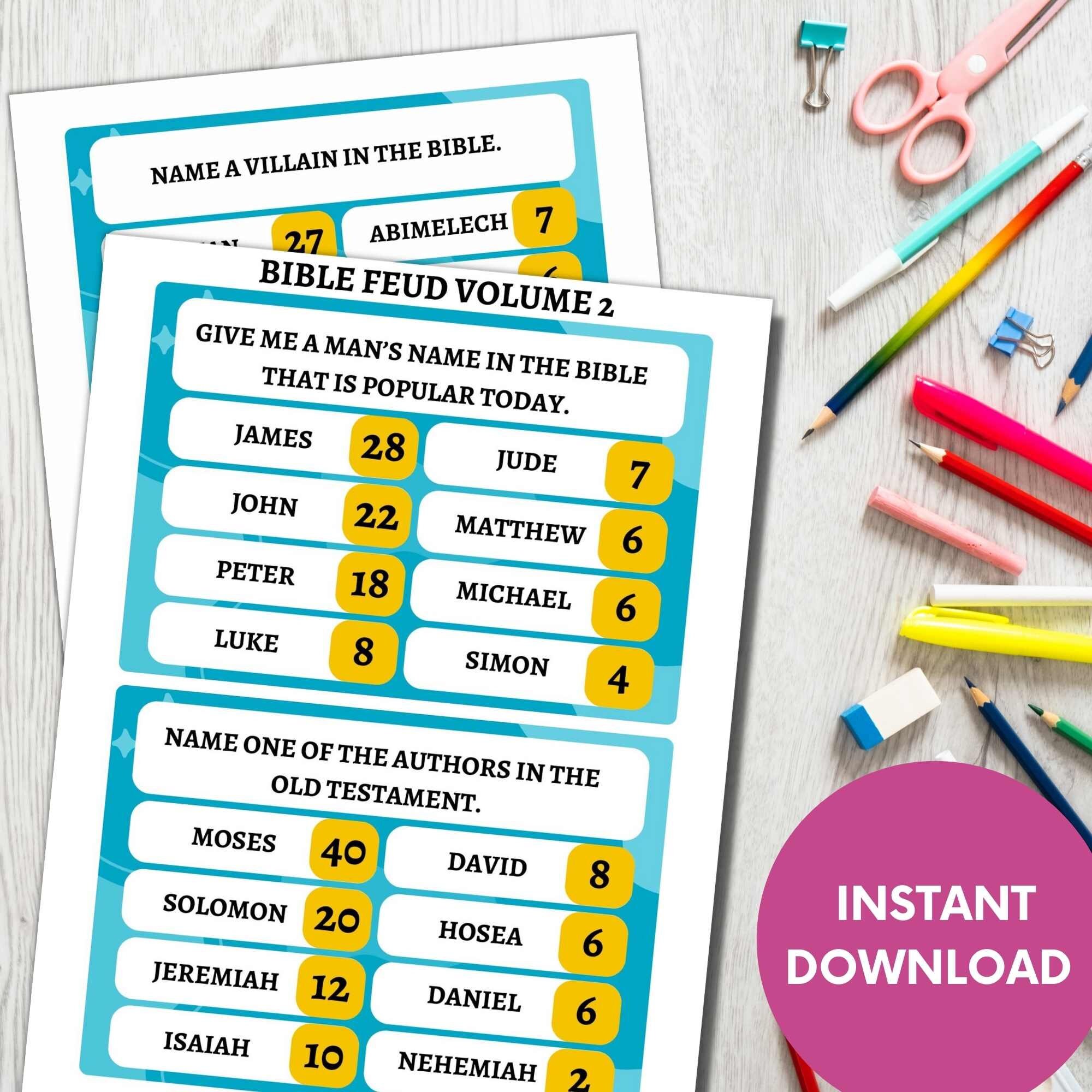 28 Printable Bible Feud Game Cards for Family Night,christian Church ...