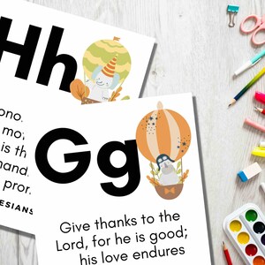 Kids Printable Alphabet Bible Verse Cards From A to Z,ABC Scripture ...