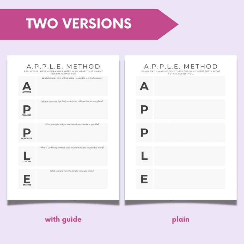 APPLE Bible Study Template: Christian Devotional Guide (printable PDF ...