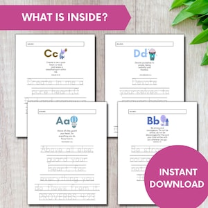 Printable Alphabet Bible Verse Tracing Worksheets for Kids,homeschool ...
