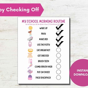 Back to School Daily Morning Routine Chart for Kids,ready for School ...
