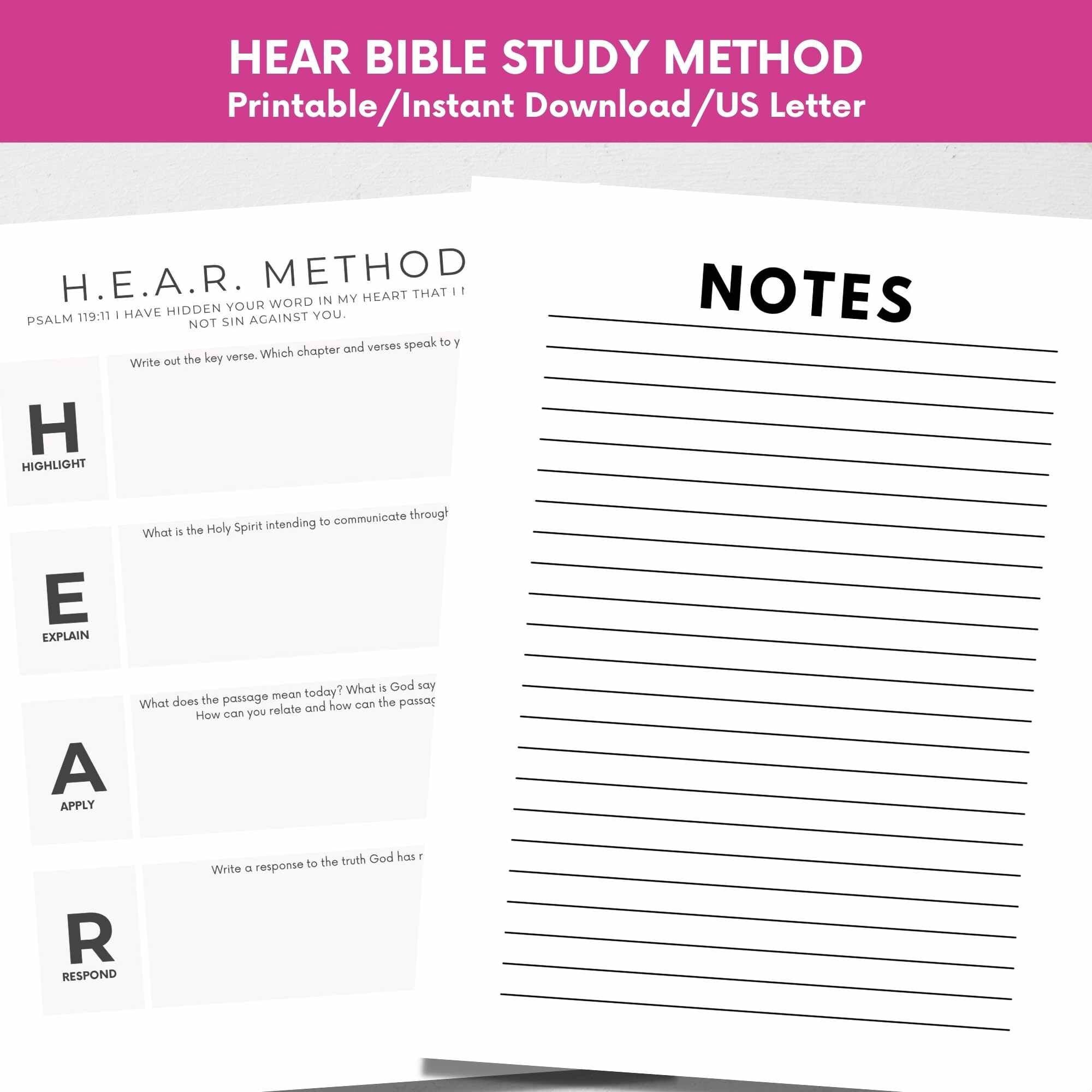 Printable HEAR Bible Study Tool for Beginners,christian Devotional ...