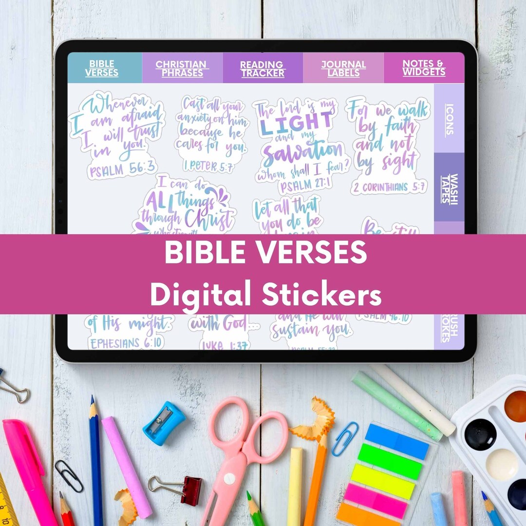 Christian Faith Bible Verse Jesus Digital Stickers for Bible Journal ...