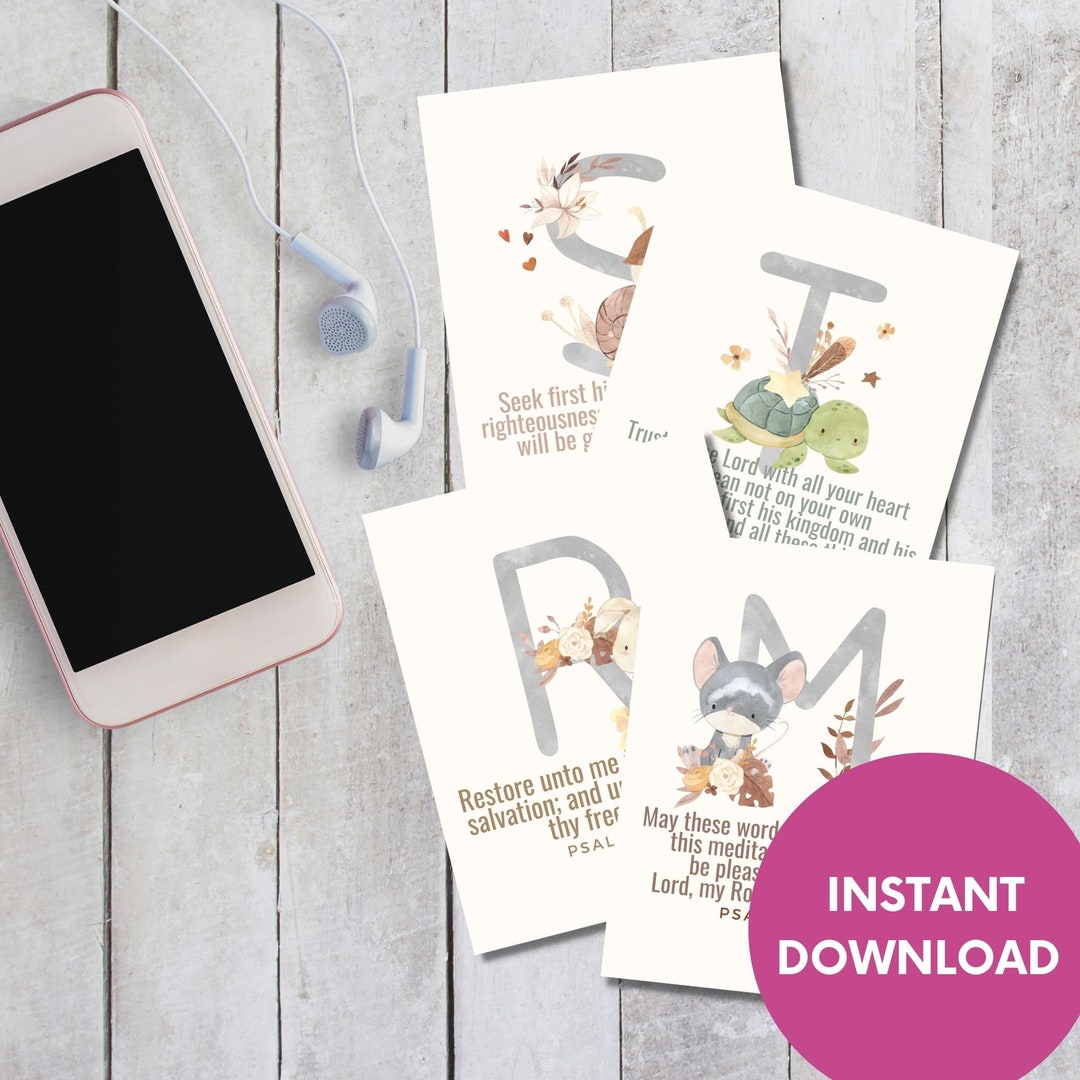 Alphabet Bible Verses for Kids, Scripture Cards Abc,printable Alphabet ...