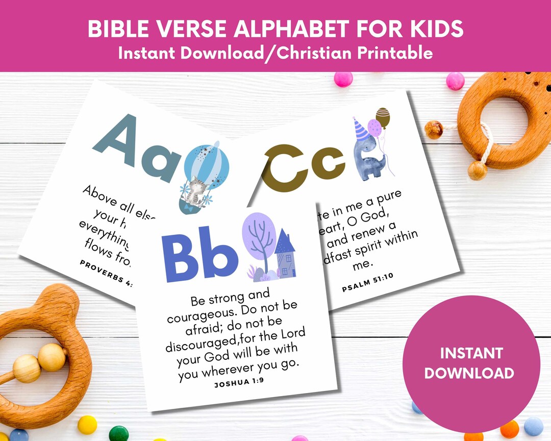 Kids ABC Animal Bible Verse Cards, Scripture Flashcards Colored, Memory ...