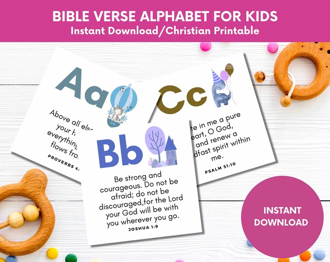 Bible Memory Cards for Kids, Alphabet Tracing Cards, Bible ABC Cards ...