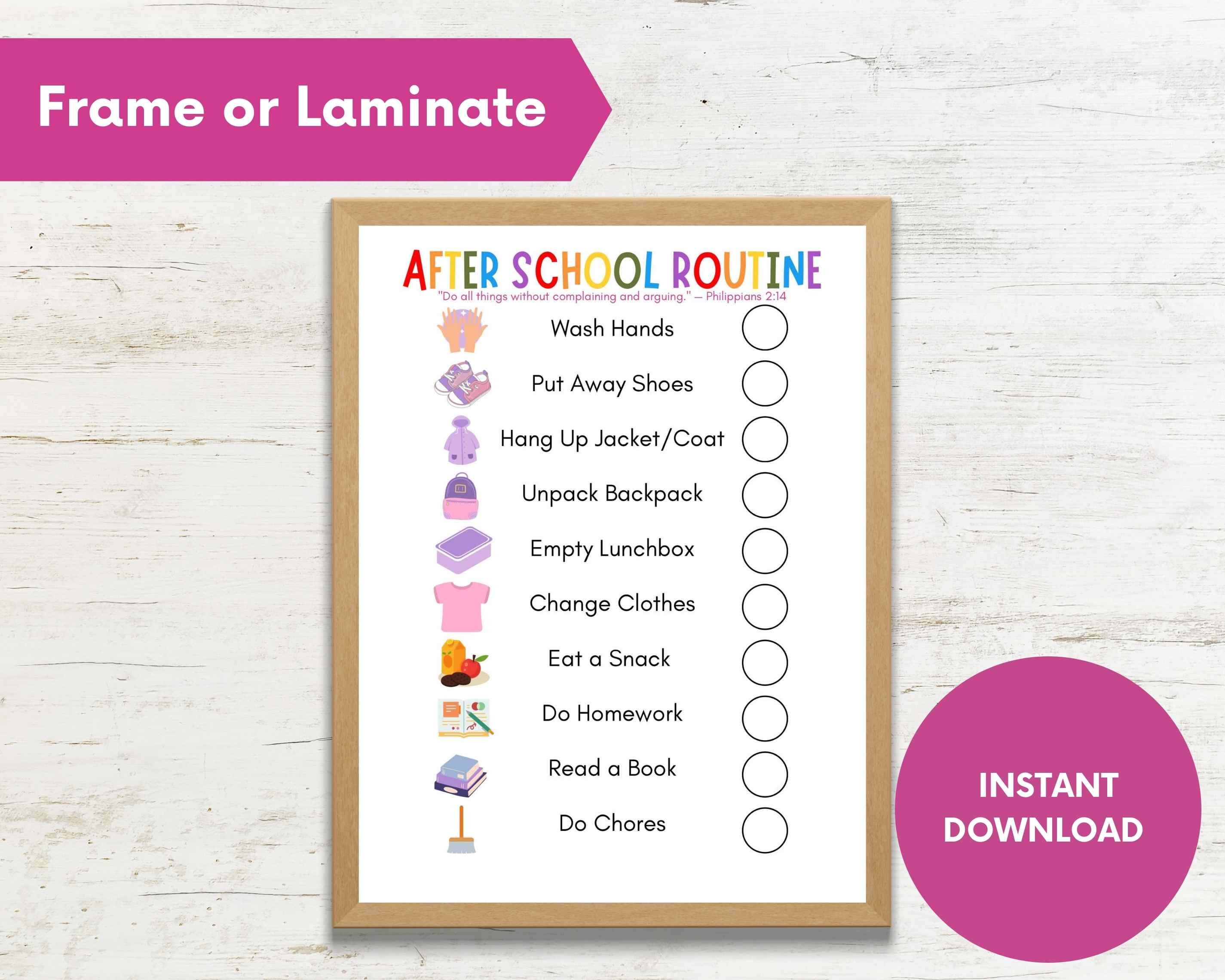 After School Routine Checklist for Kids,kids Chore Checklist Daily ...