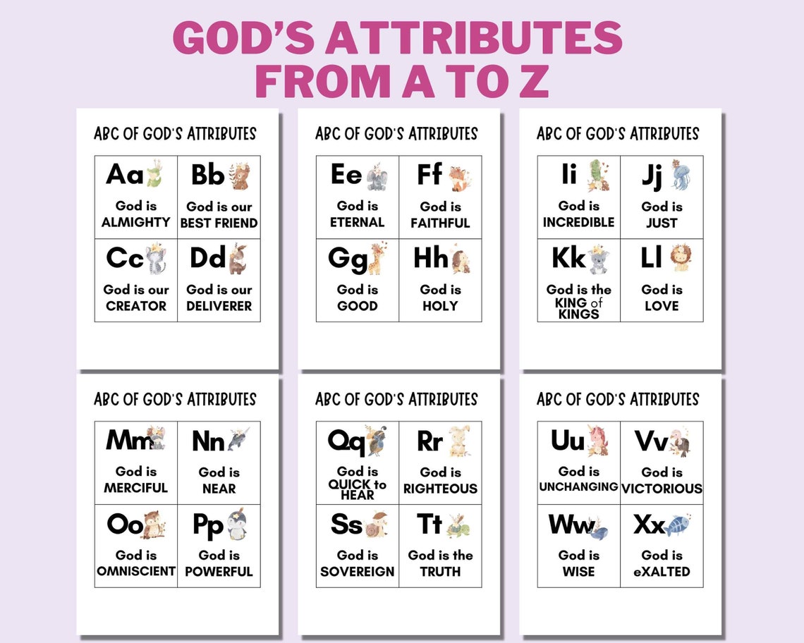 ABC Scripture Cards: Animal Alphabet, Attributes of God (digital ...