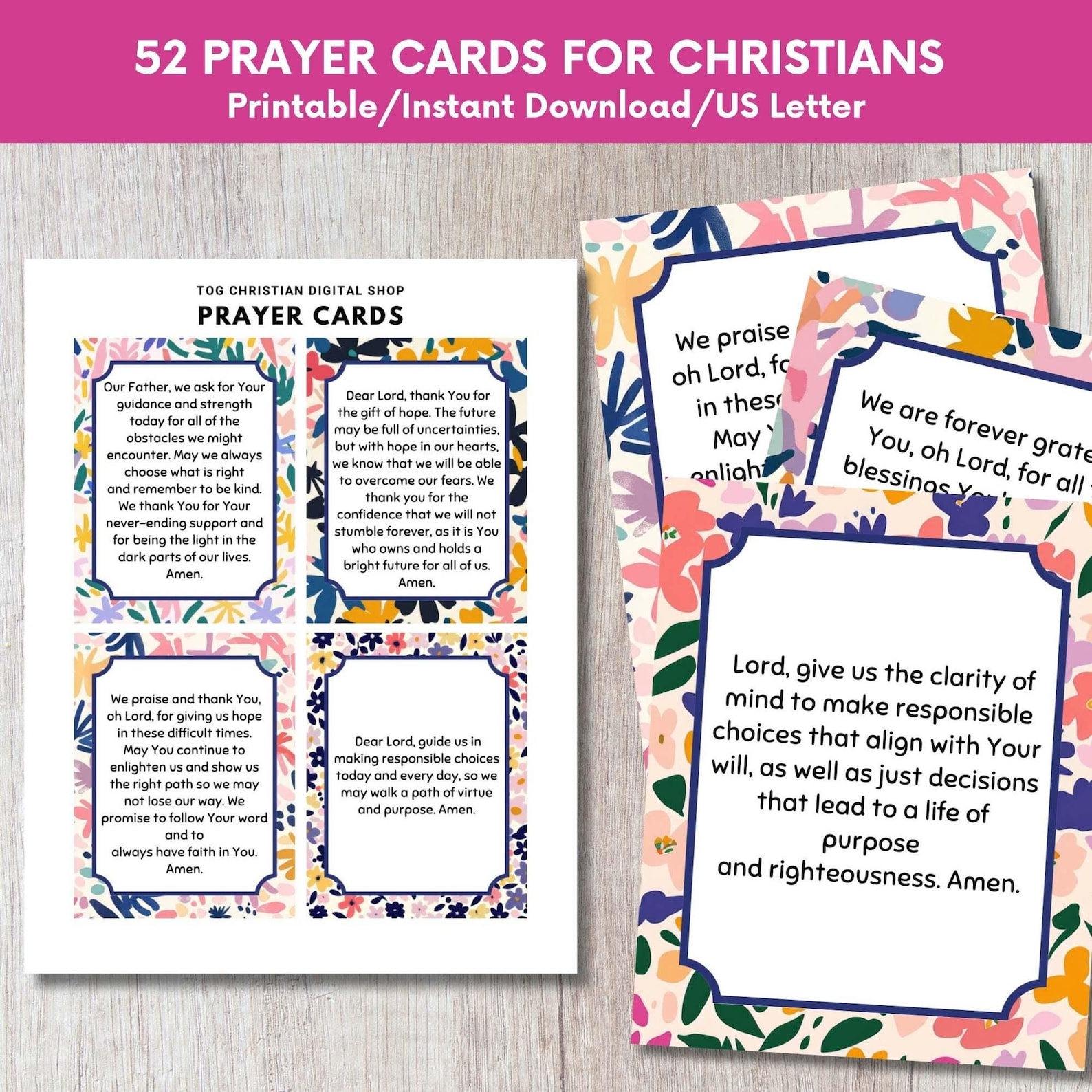 52 Printable Scripture Cards for Women,christian Prayer Card Set,church ...