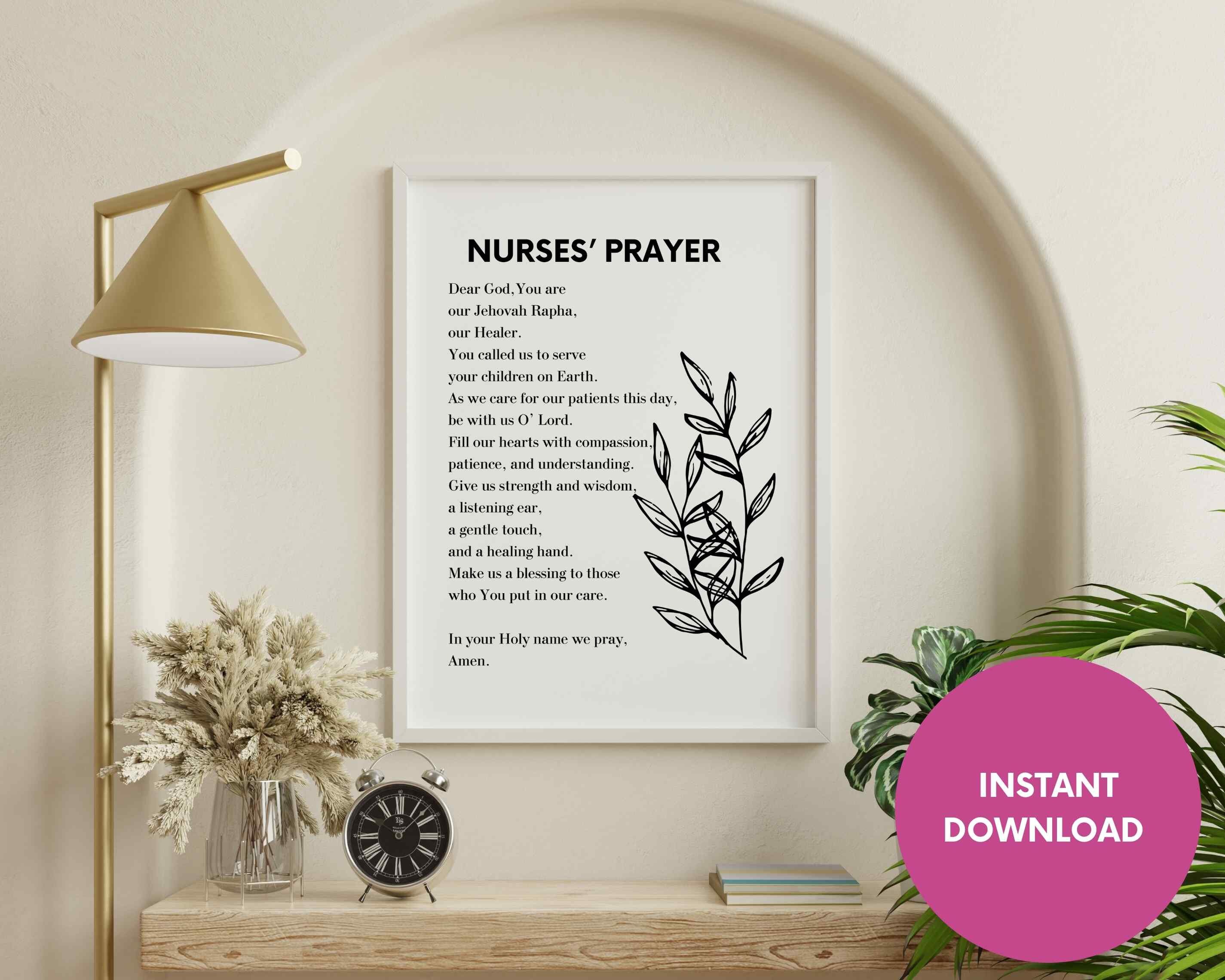 Nurse Prayer Minimalist Wall Art Graduation Gift,nurse Practitioner ...