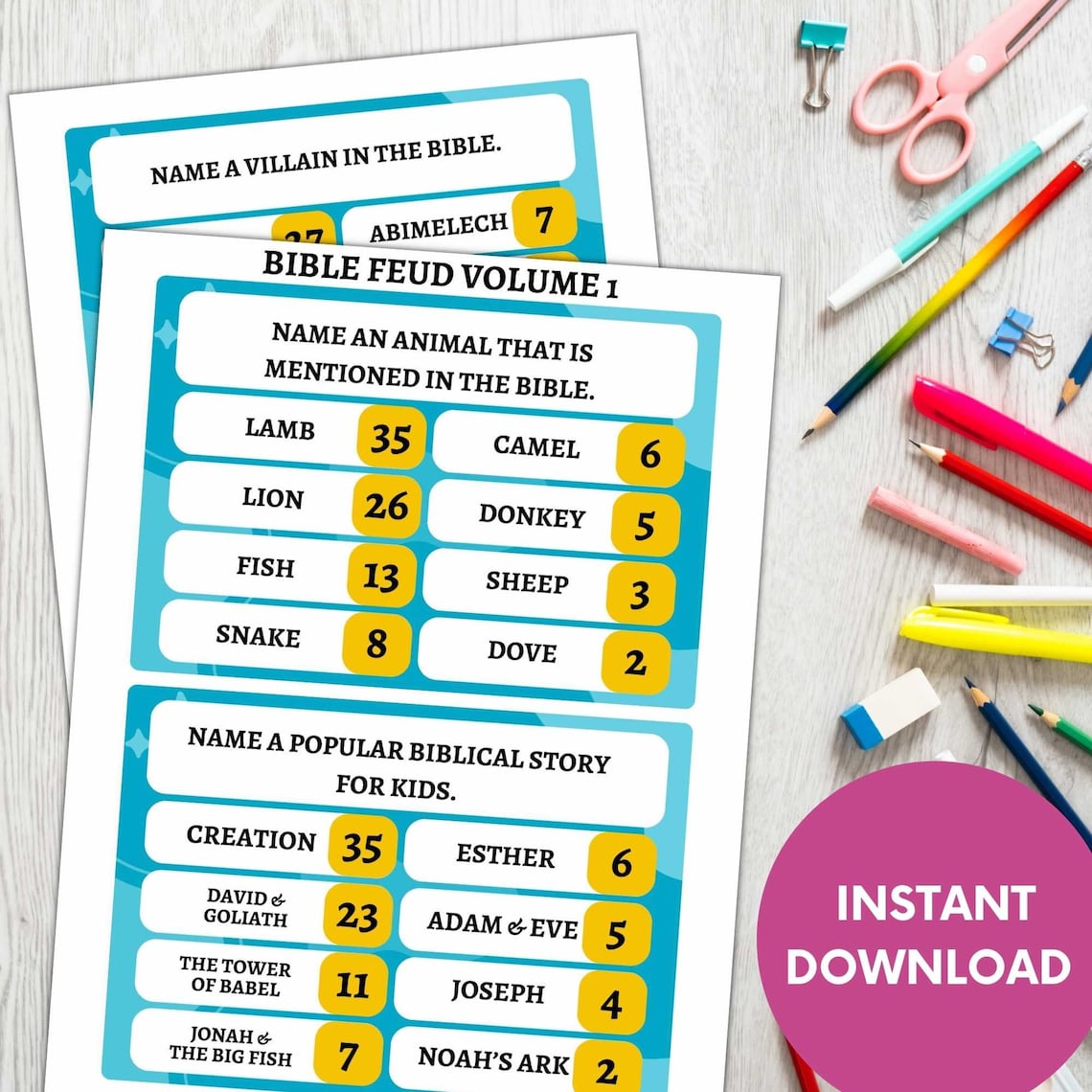 28 Printable Bible Feud Game Cards for Family Night,christian Church ...