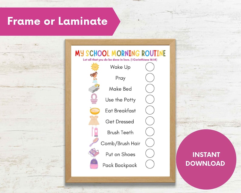 Visual Morning & After School Routine Chart: Kids Checklist (digital ...