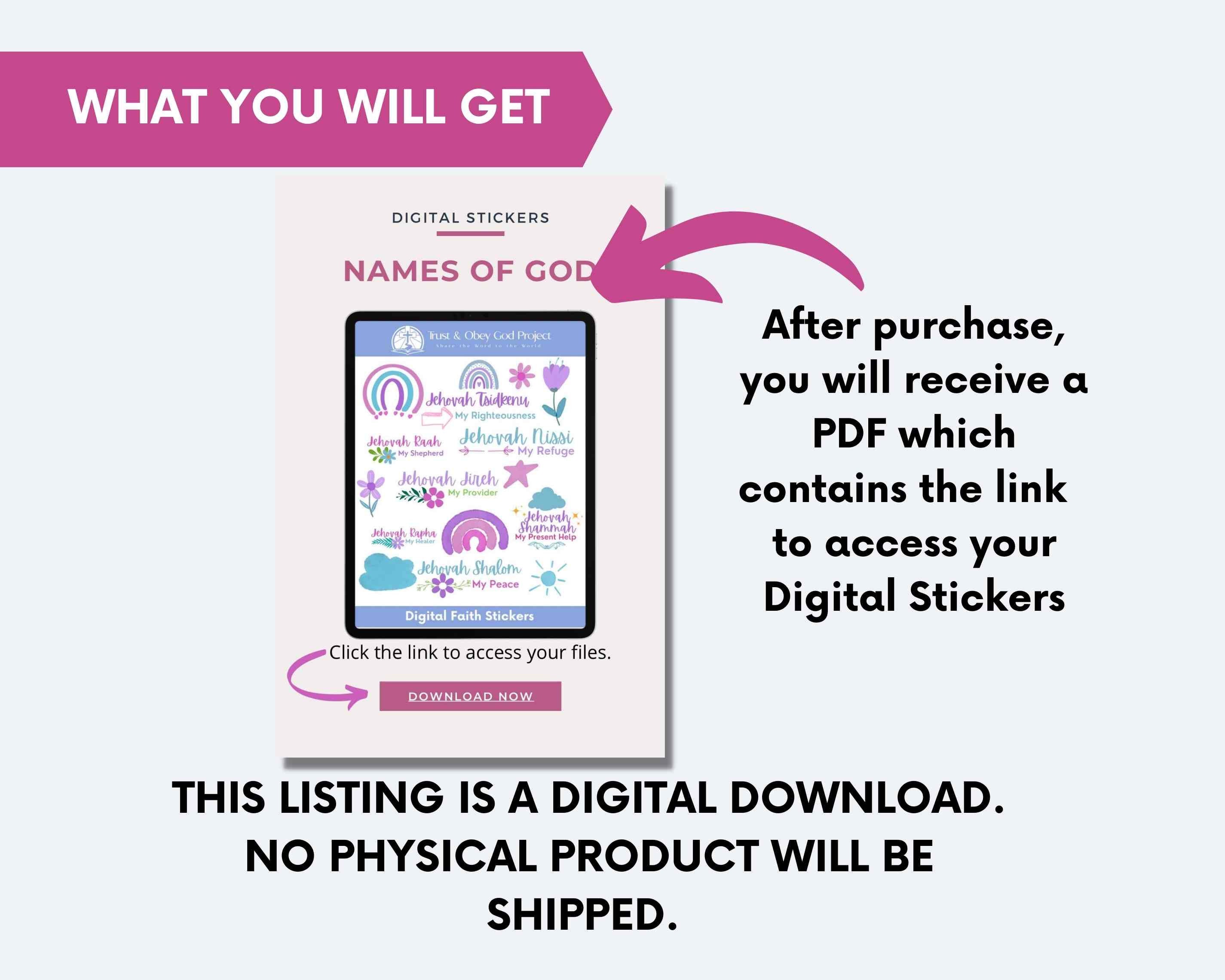 Names of God Christian Faith Digital Stickers for Faith Planners ...