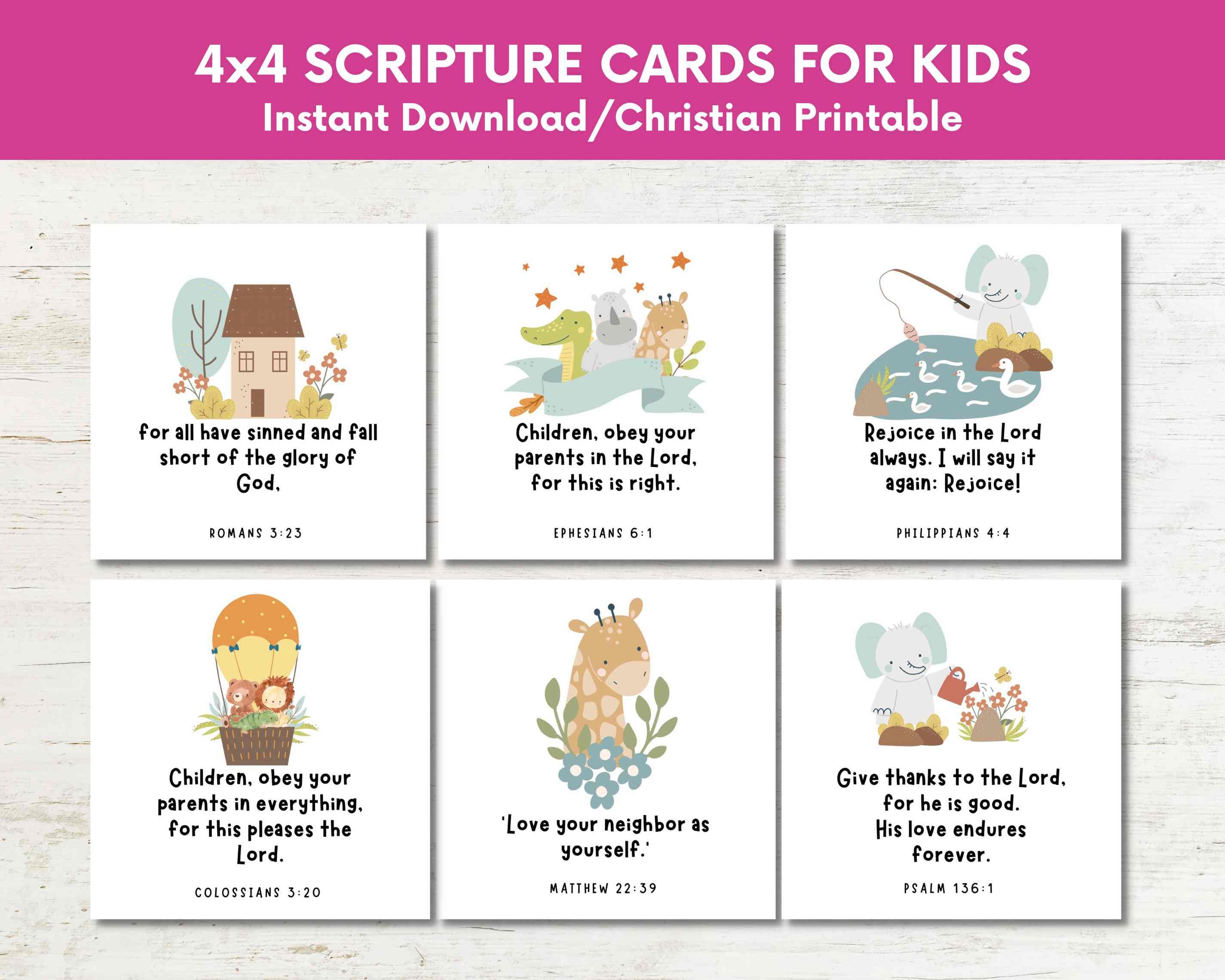 52 Bible Verse Scripture Flashcards Memory Verse,kids Christian ...